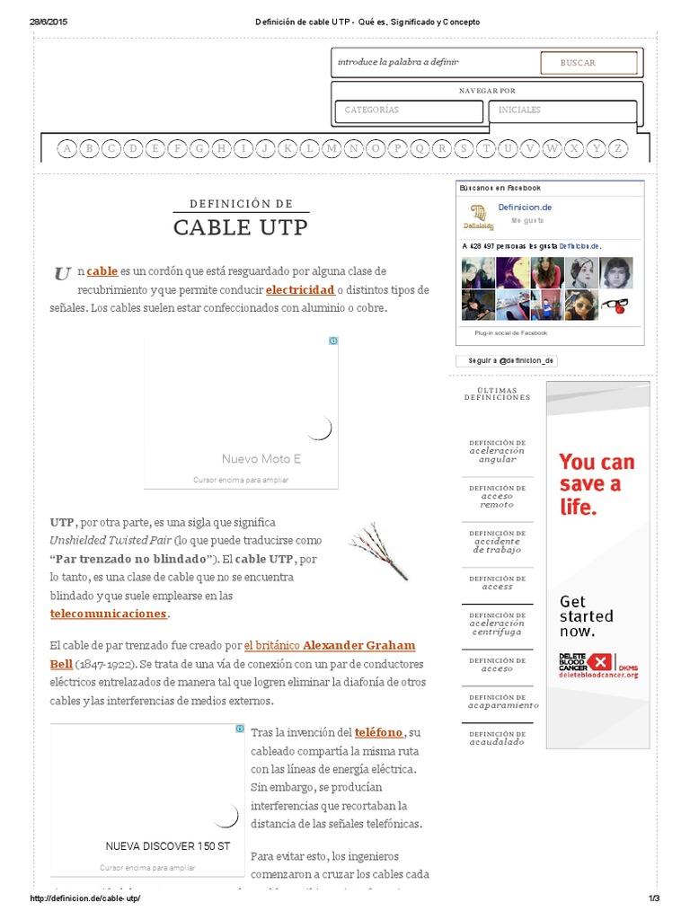 Definición de Cable UTP - Qué Es, Significado y Concepto PDF | PDF ...