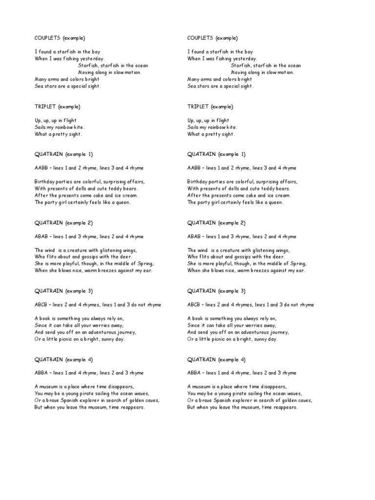 Poetry Patterns for Kids | PDF | Stanzaic Form | Poetry