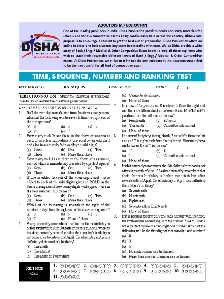 Chapter 41 Time, Sequence, Number & Ranking Test | PDF | Test ...