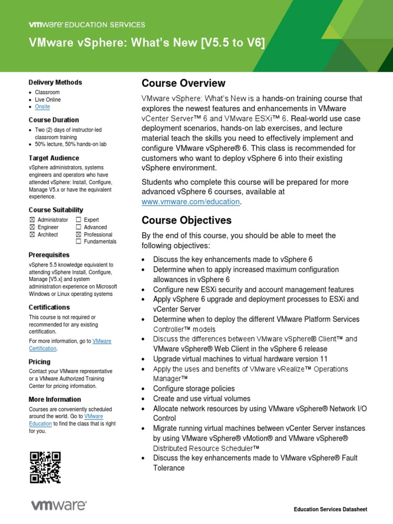 Edu Datasheet Vspherewhatsnew V55tov6 | PDF | Computer Architecture | Software
