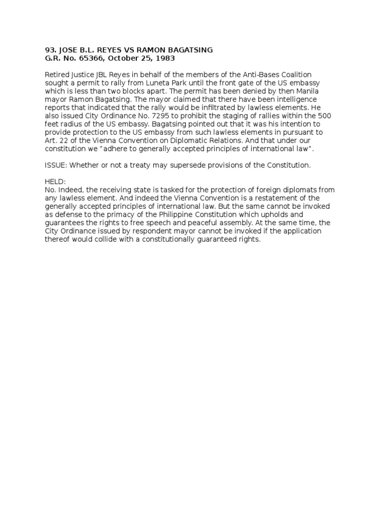 JBL Reyes V Bagatsing | PDF