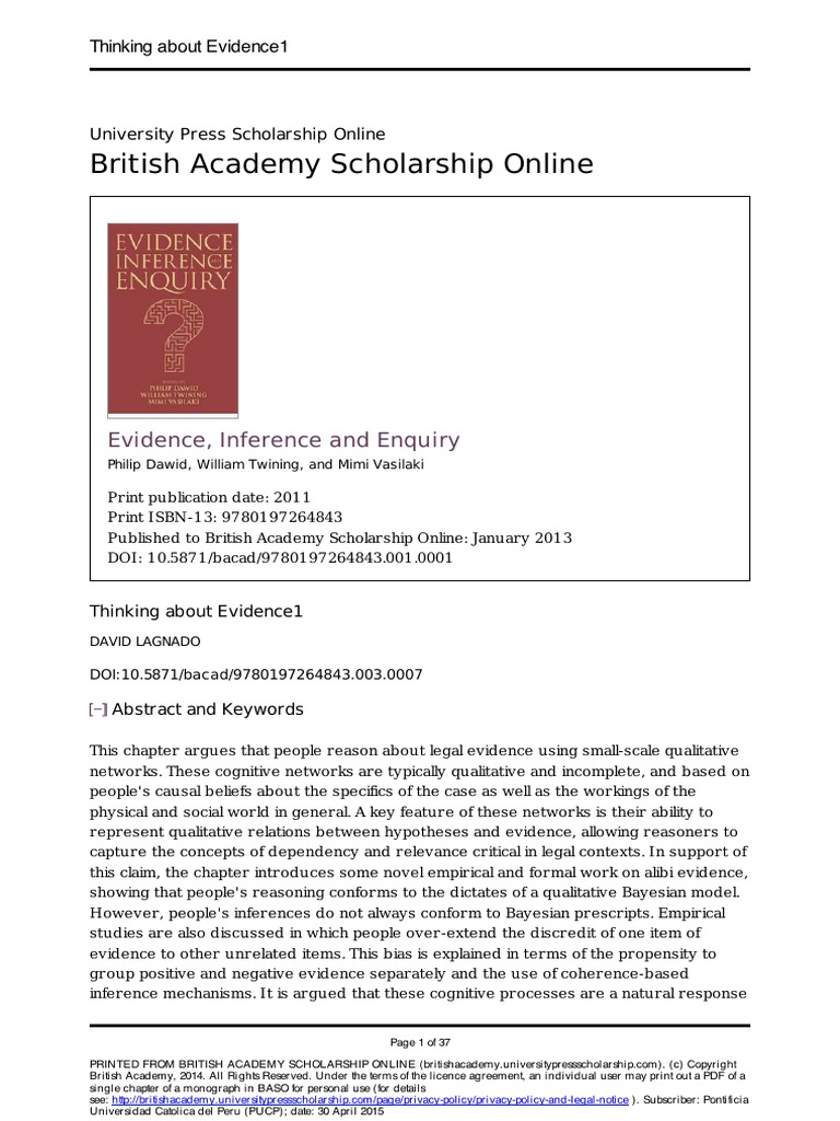 Thinking About Evidence1 | PDF | Causality | Bayesian Network