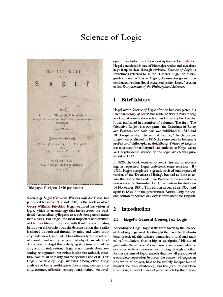 Science of Logic | PDF | Philosophical Movements | Truth