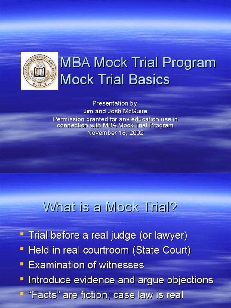 MBA Mock Trial Program Mock Trial Basics | Download Free PDF | Witness ...