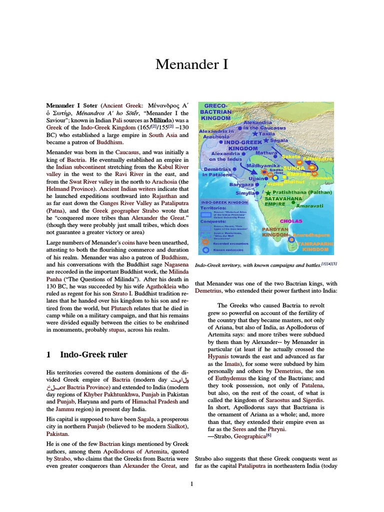 Menander I: 1 Indo-Greek Ruler | PDF | Religion And Belief