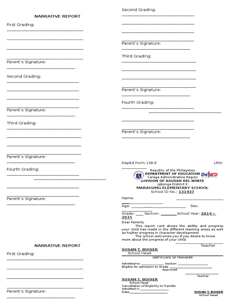 Form 138E For Grade IV-VI | PDF | Further Education