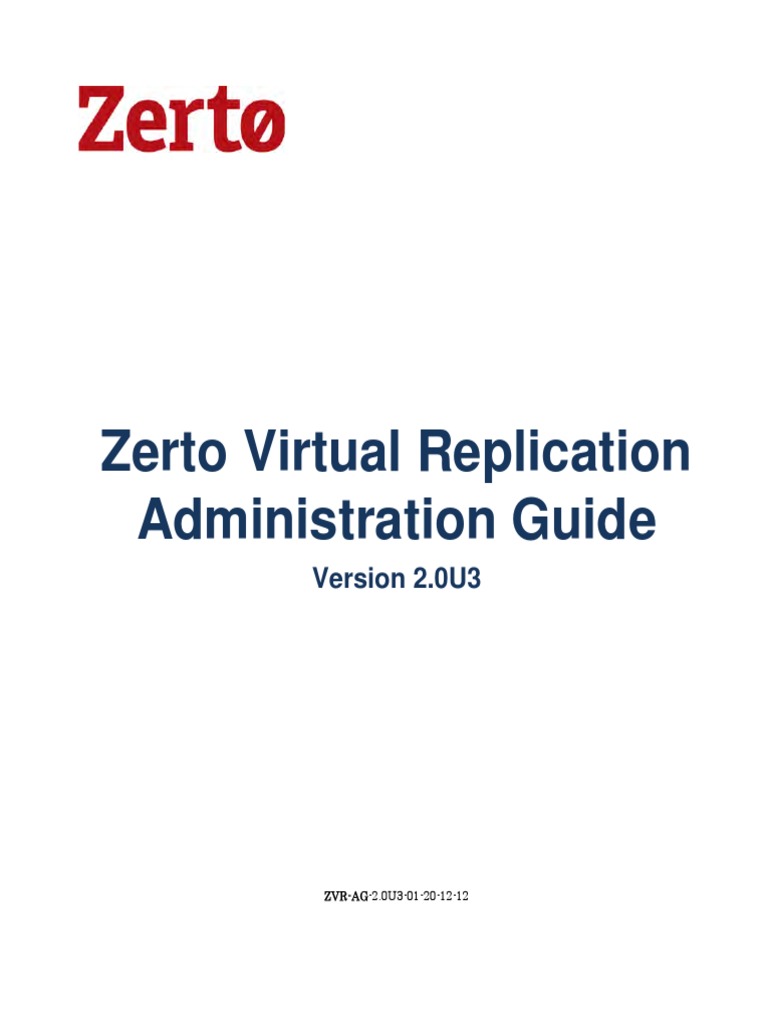 Zerto Virtual Replication Administration Guide | PDF | Replication (Computing) | V Mware