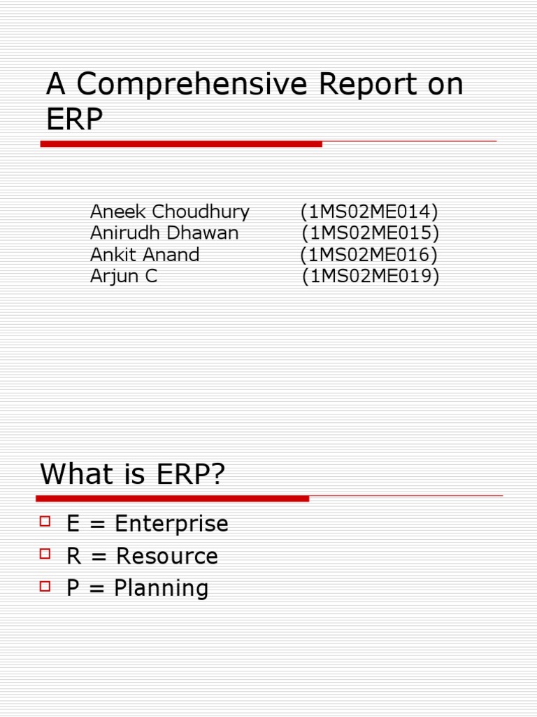 A Comprehensive Report On ERP | PDF | Enterprise Resource Planning | Sap Se