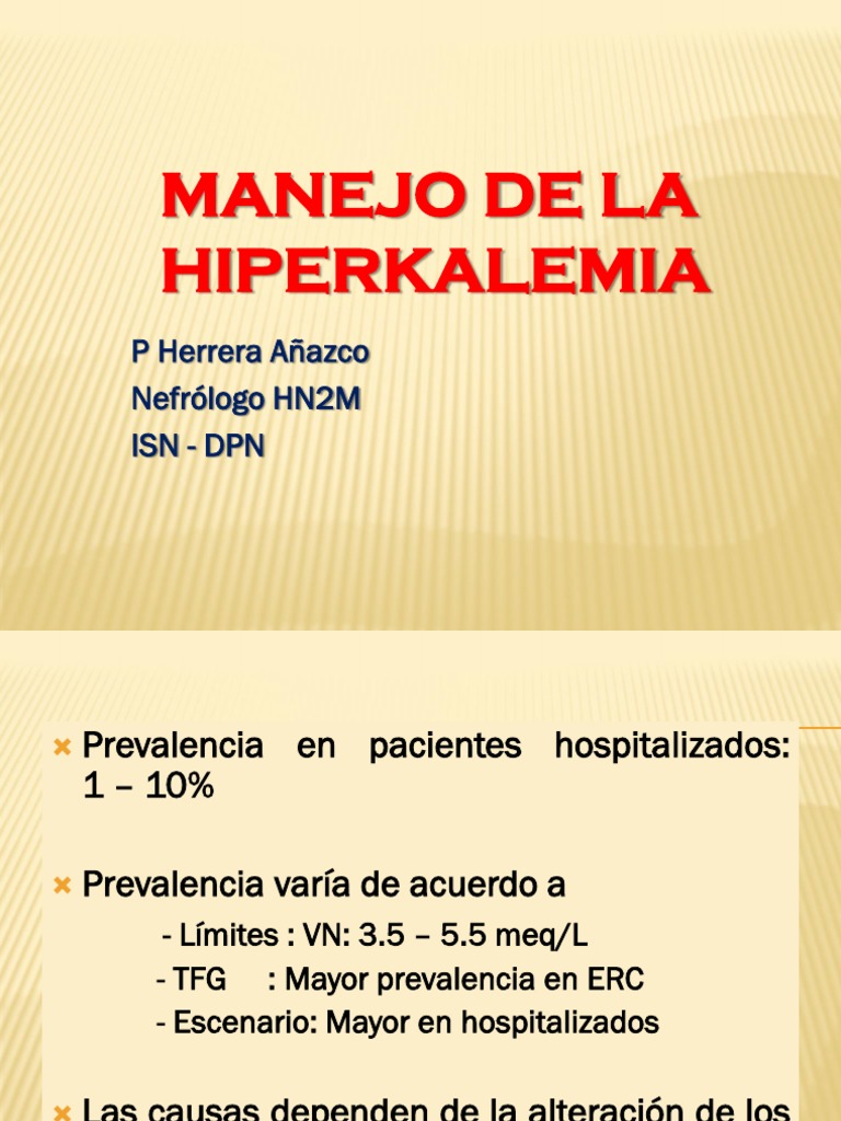 Manejo de Hiperkalemia | PDF | Potasio | Dieta y nutrición