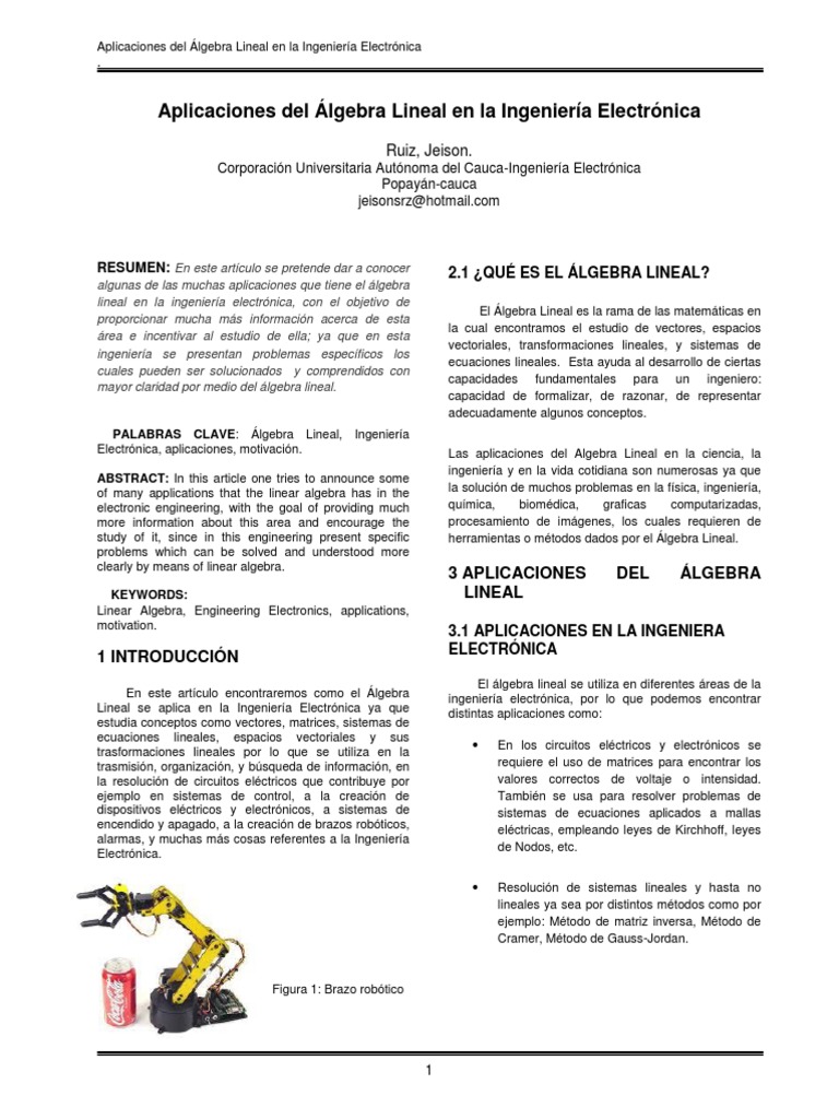 Articulo Algebra Lineal | PDF | Linealidad | Matriz (Matemáticas) Articulo Algebra Lineal | PDF | Linealidad | Matriz (Matemáticas)