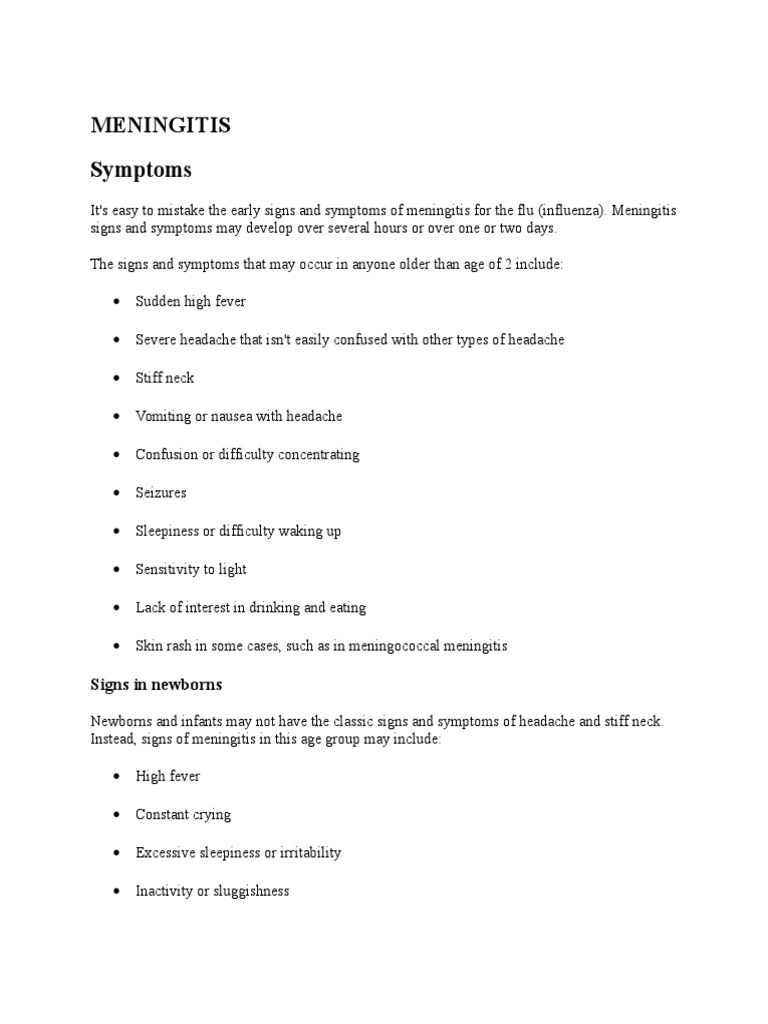 Meningitis Warning Signs | PDF | Self-Improvement