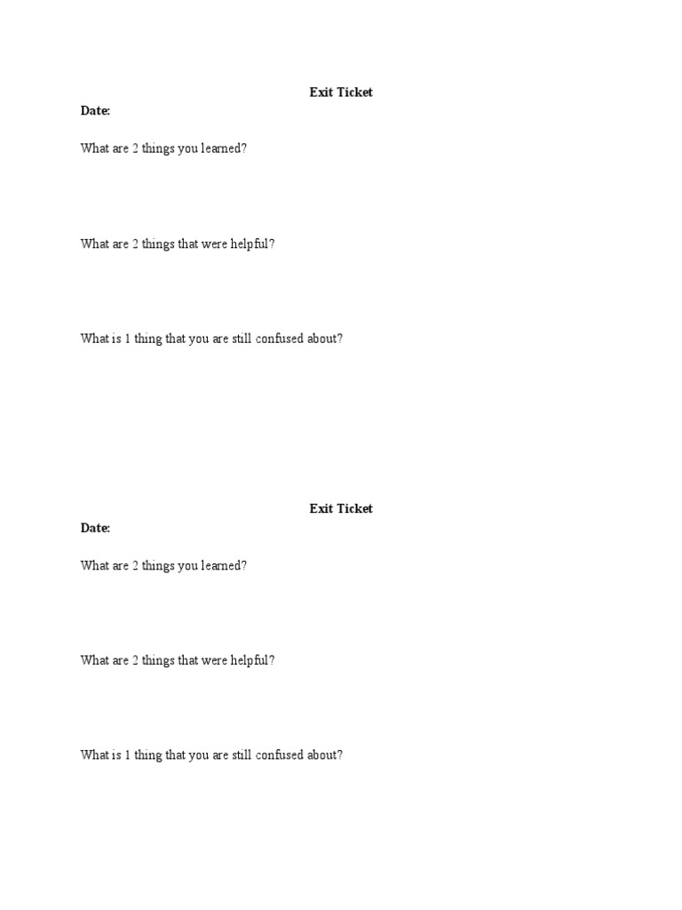 Exit Ticket Reflection Template | PDF