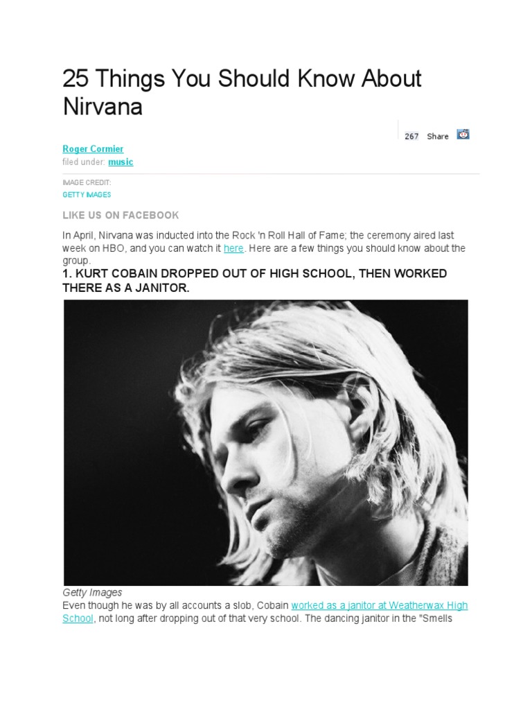 25 Things You Should Know About Nirvana | PDF | Nirvana (Band) | Kurt ...