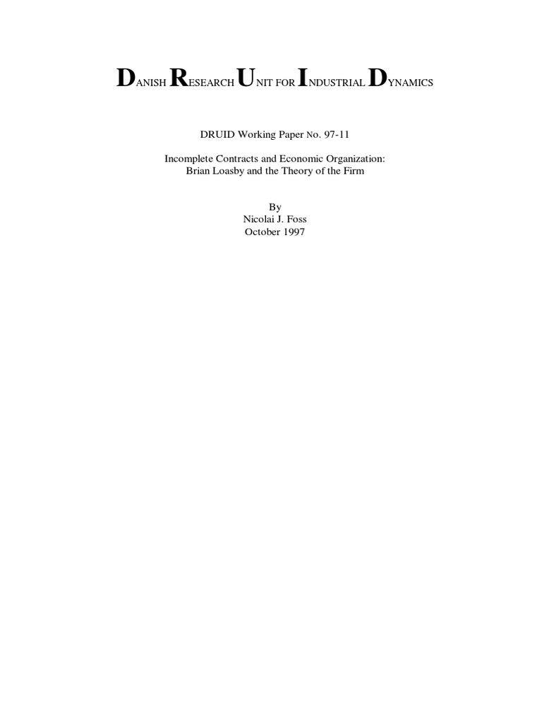 Incomplete Contracts & Firm Theory | PDF | Economics | Rationality