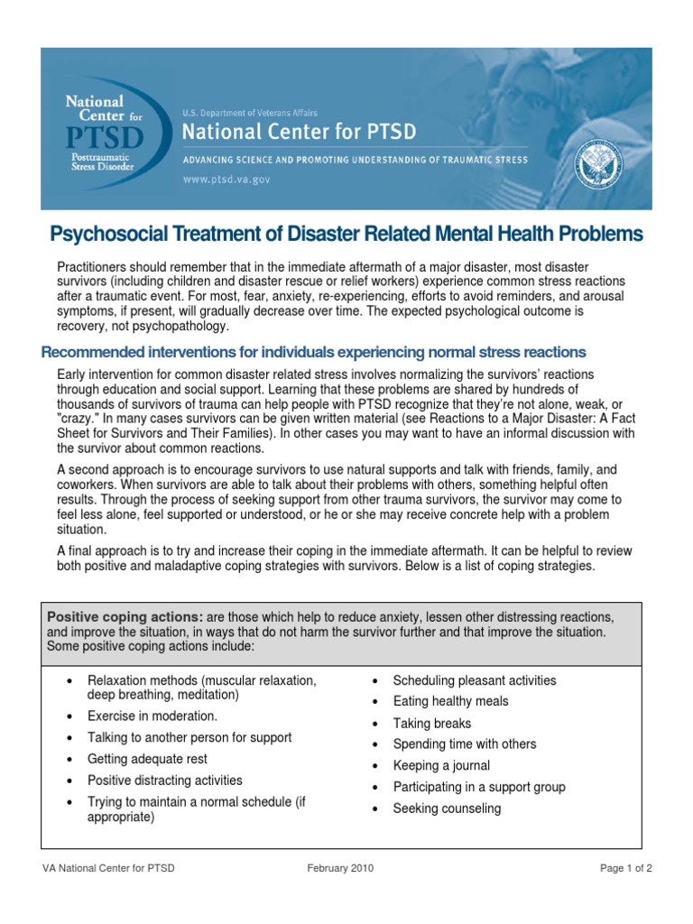 Psychosocial Treatment | PDF | Posttraumatic Stress Disorder ...