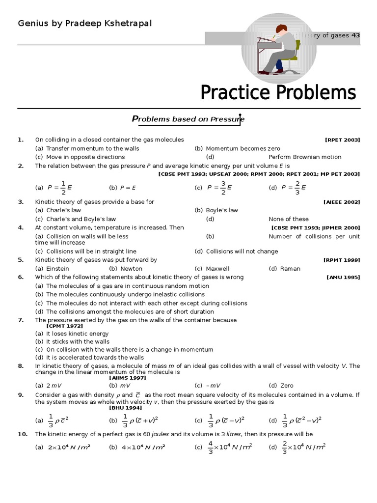 02 Kinetic Theory of Gases Practice Problem1 | PDF | Heat Capacity | Gases
