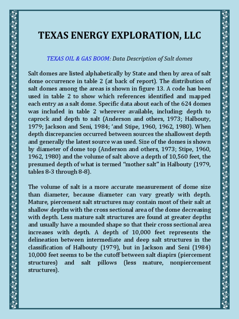 Texas Salt Dome Data Overview | PDF | Nature | Teaching Mathematics