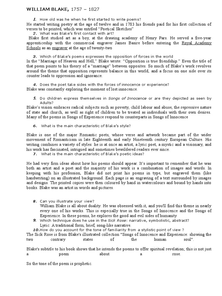 William Blake's Poetry Explored | PDF | William Blake | Poetry