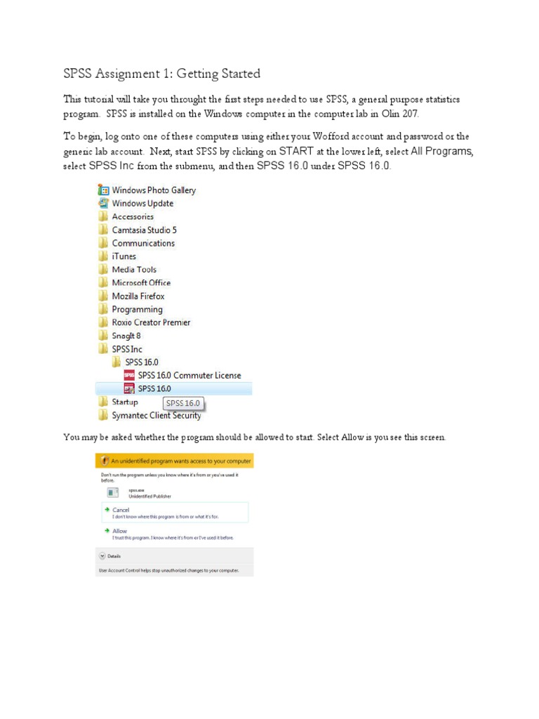 SPSS Assignment 1: Getting Started | PDF | Spss | Standard Deviation