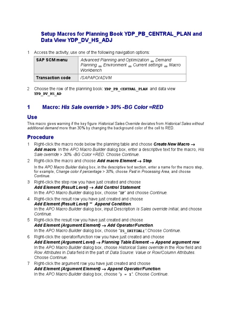 SAP Macro Setup Guide | PDF | Parameter (Computer Programming) | Macro ...