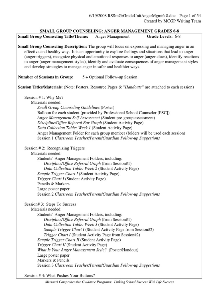 Anger Management Module | PDF | School Counselor | Anger
