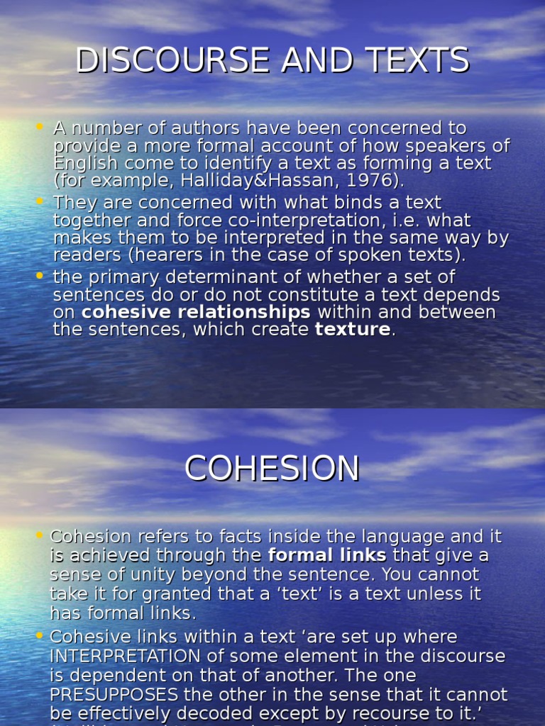 Discourse and Texts | PDF | Sentence (Linguistics) | Verb