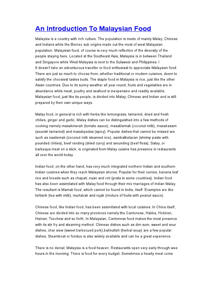 An Introduction To Malaysian Food | PDF | Indian Cuisine | Curry