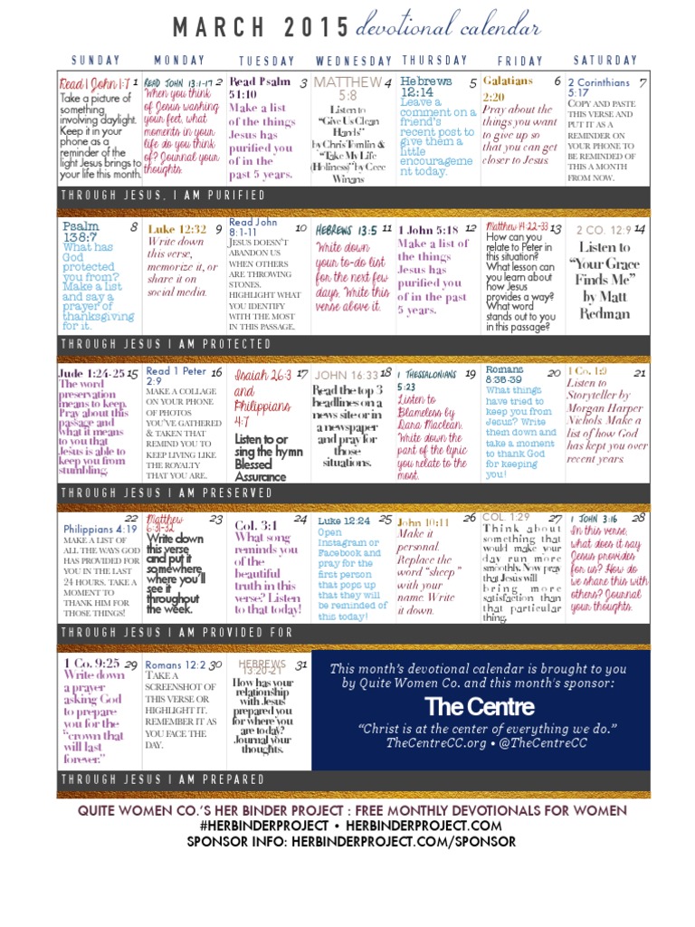Her Binder Project 2015 03 Devotional Calendar VERTICAL | PDF | Gospel ...