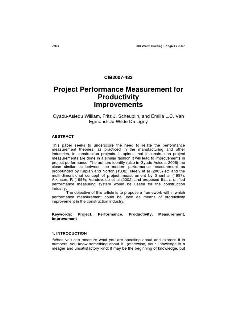 Project Performance Measurement For Productivity Improvements | PDF ...