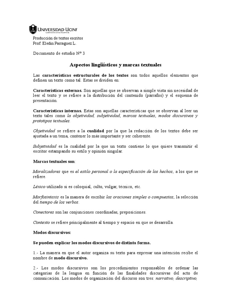 Aspectos Lingüísticos y Marcas Textuales | PDF | Física | Comunicación