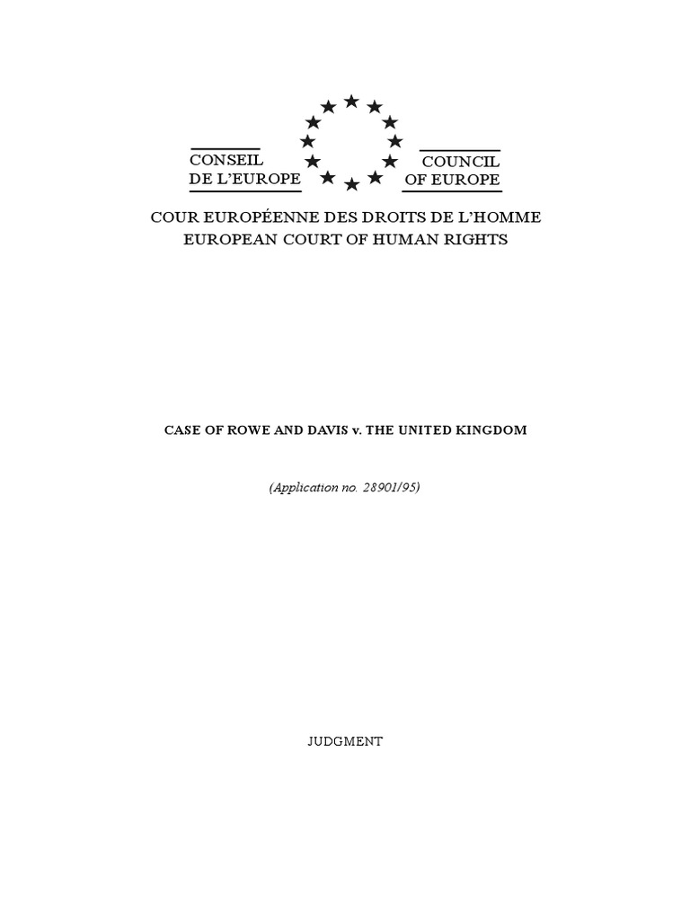 Rowe and Davis v. UK Judgment Summary | PDF | Prosecutor | Discovery (Law)