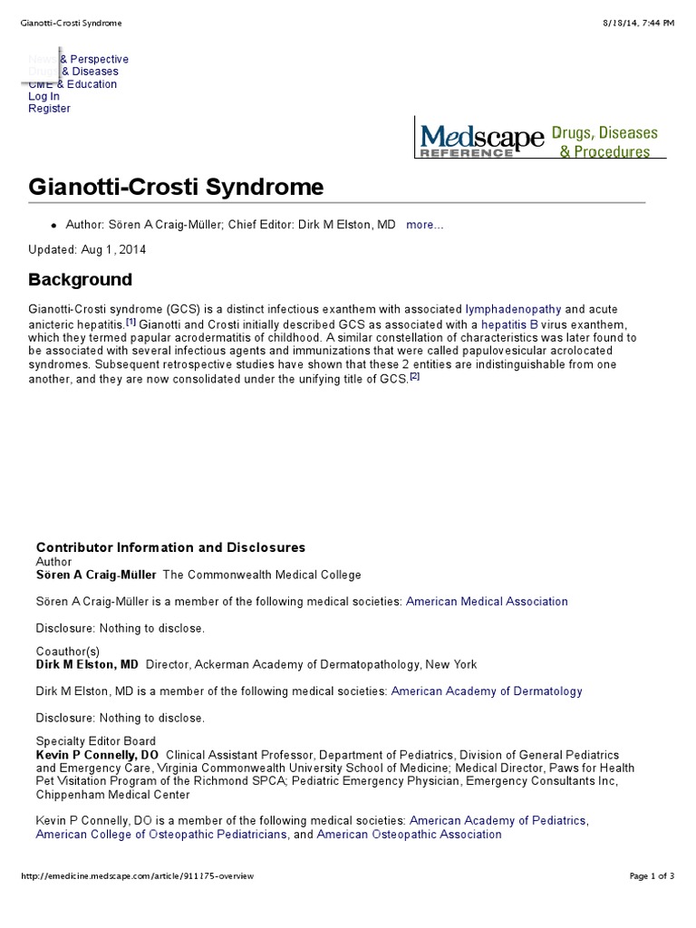 5.Gianotti-Crosti Syndrome | PDF | Pediatrics | Doctor Of Medicine