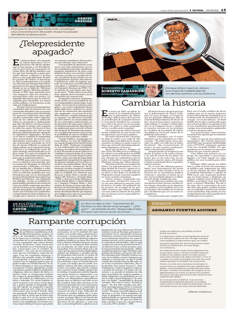 Cambiar La Historia - Columna de Roberto Zamarripa | PDF | Partido ...