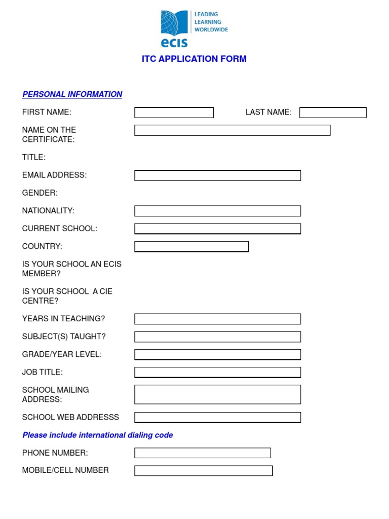 ITC Application Form | PDF | Bachelor Of Arts | Learning