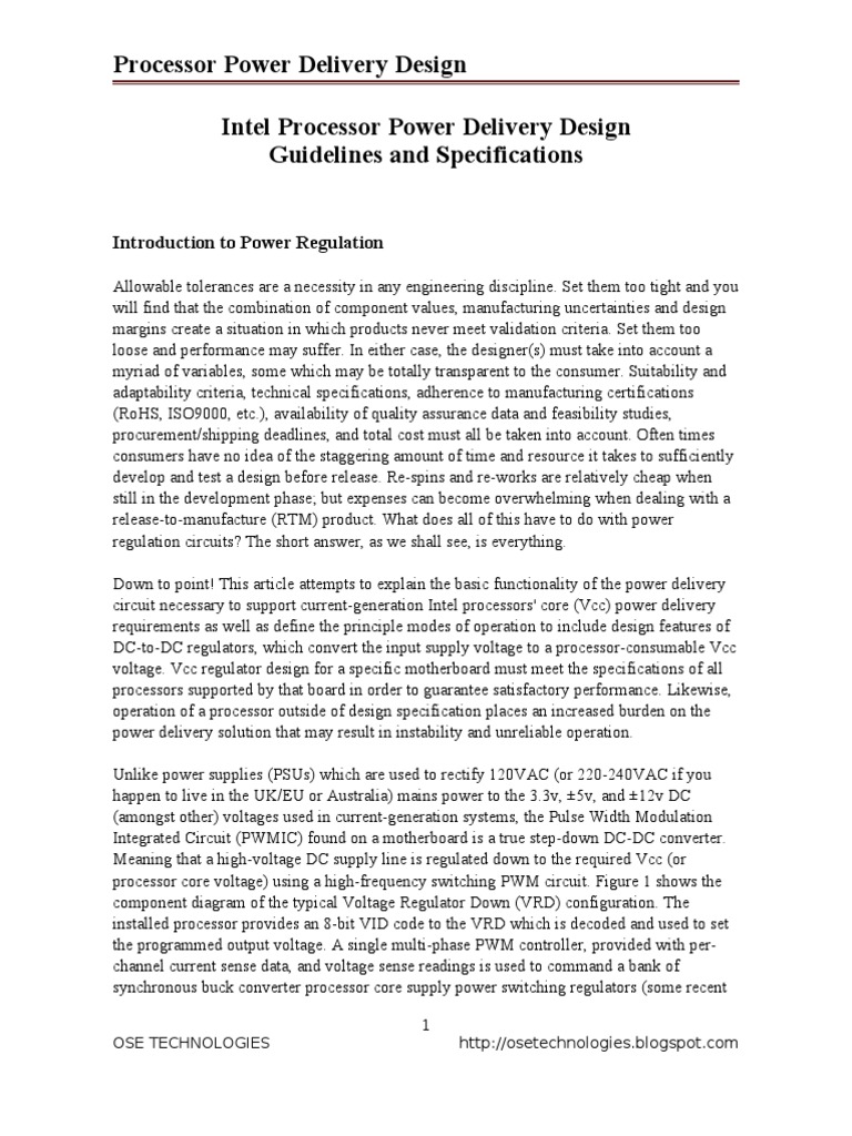 Intel Processor Power Delivery Design | PDF | Mosfet | Capacitor