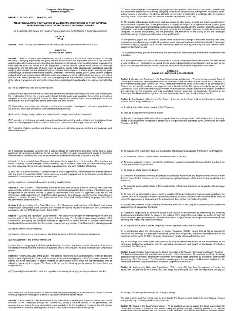 Ra 9053 | PDF | Landscape Architecture | Gardening