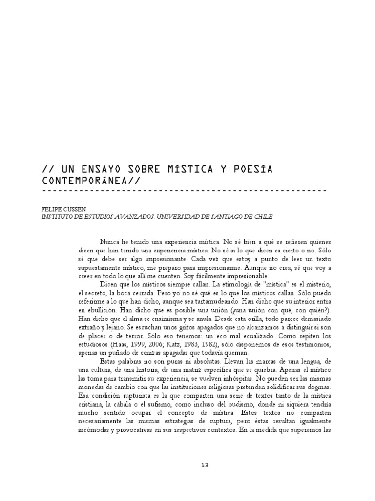 Mística y Poesía: Un Vínculo Contemporáneo | PDF | Misticismo | Poesía