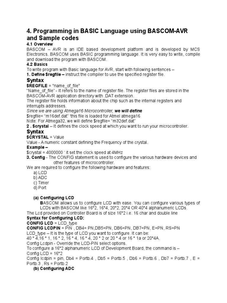 Bascom Coding Pdf Control Flow Microcontroller