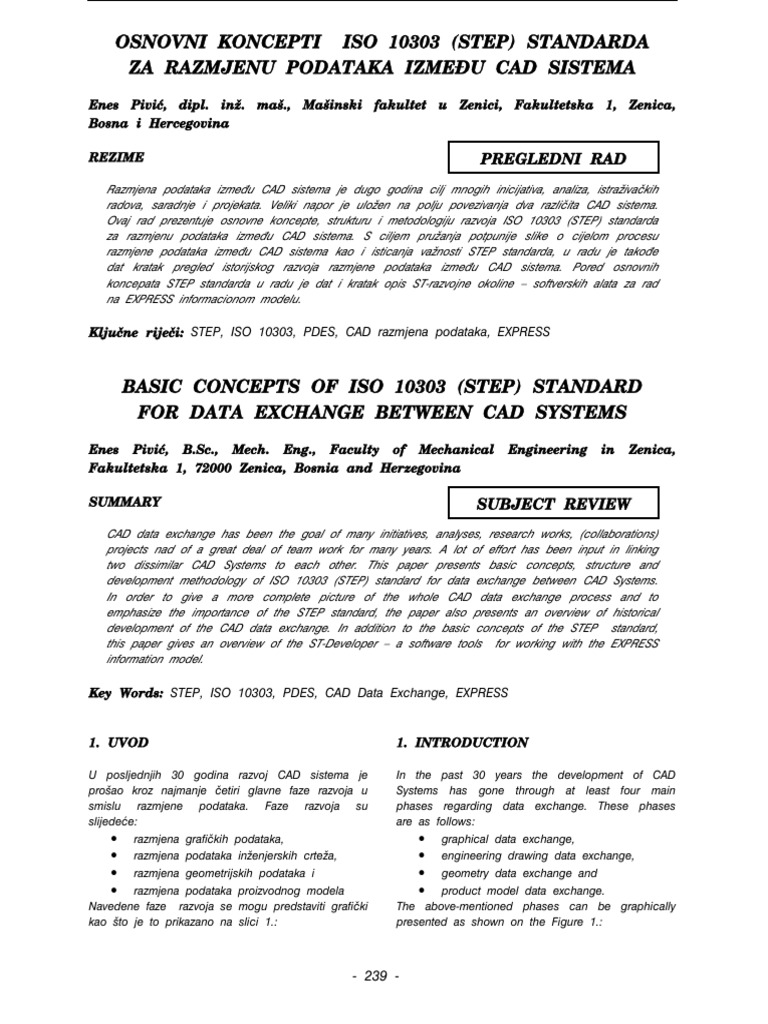 Osnovni Koncepti ISO 10303 STEP Standarda PDF | PDF