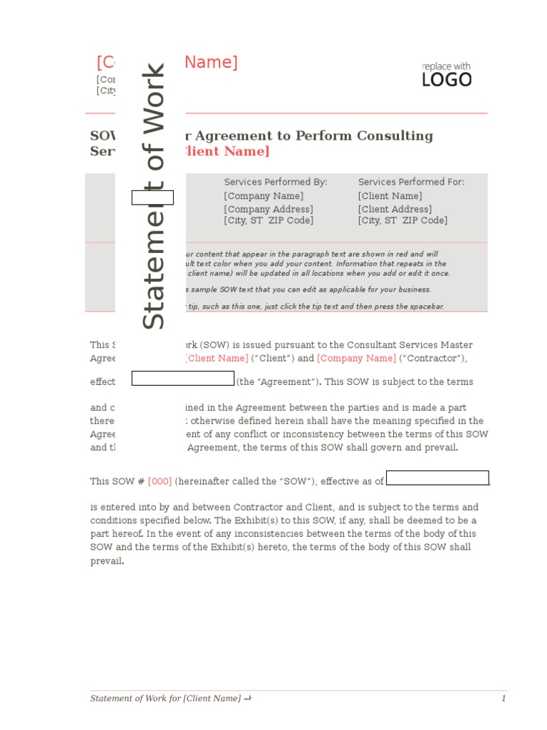 Statement of Work | PDF | Invoice | Government Information