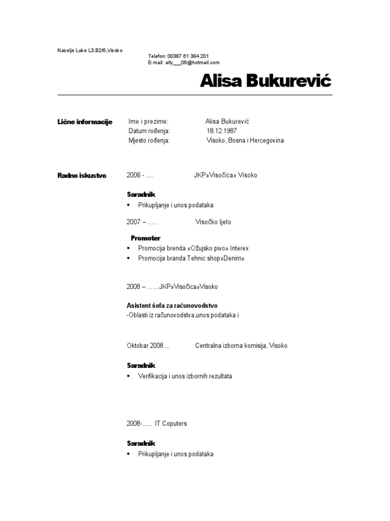 Alisa CV | PDF