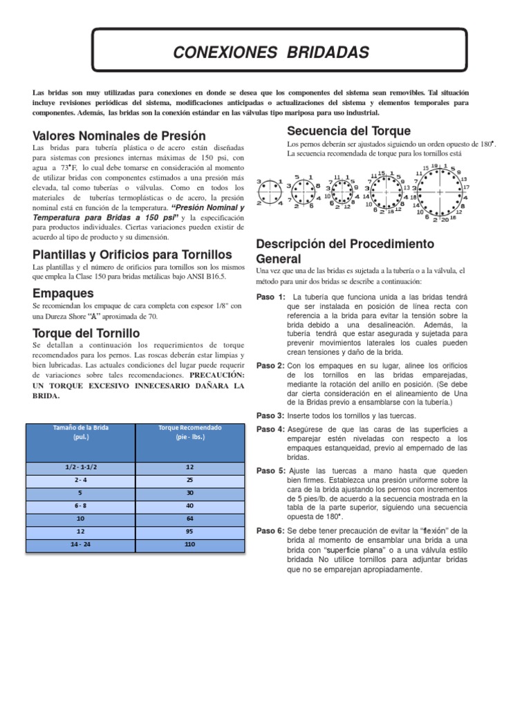 Torque Bridas Clase 150 Hasta 24 Pulgs | PDF | Tornillo | Ingeniería ...