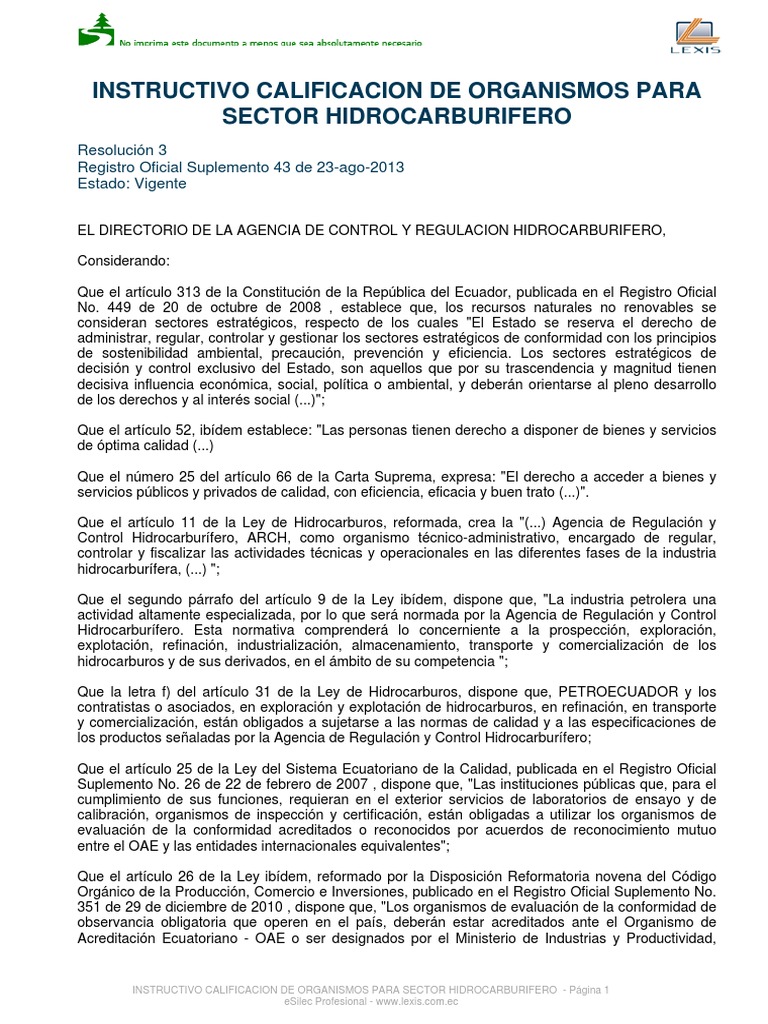 Reglamento Organismos de Inspección y Laboratorios Sector Hidrocarburos | PDF | Calibración ...