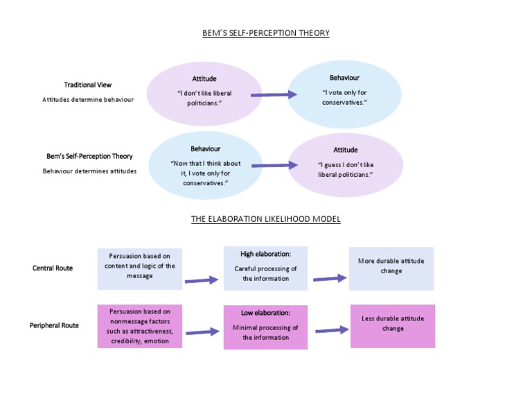 Bem's Self-Perception Theory & Elaboration Likelihood Model | PDF ...