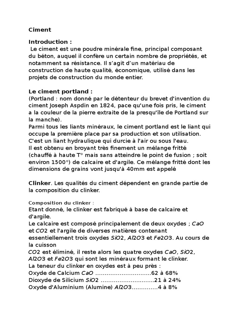 Ciment | PDF | Ciment | Argile