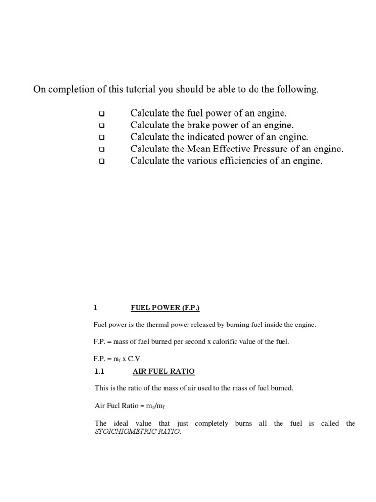Tutorial | PDF | Combustion | Internal Combustion Engine