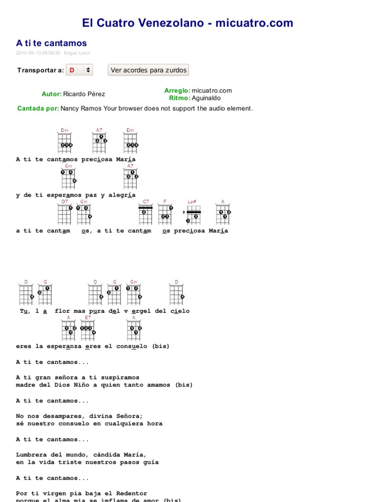 A Ti Te Cantamos Cuatro Tab | PDF