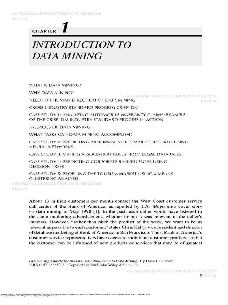 Discovering Knowledge in Data An Introduction To Data Mining (1 To 60) | PDF | All Rights ...