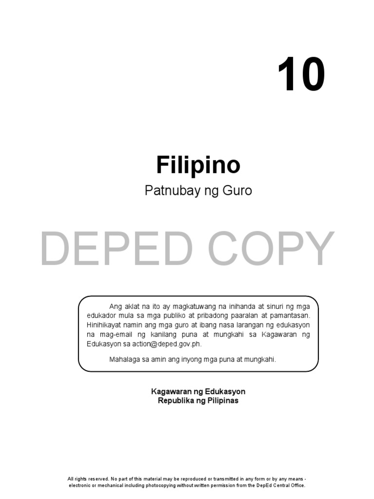 Filipino 10 - Teachers Guide | PDF