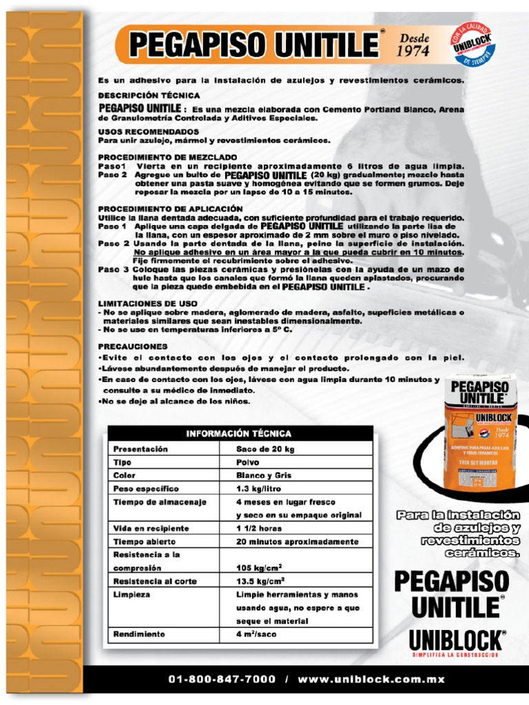 Ficha Pegapiso Unitile PDF | PDF
